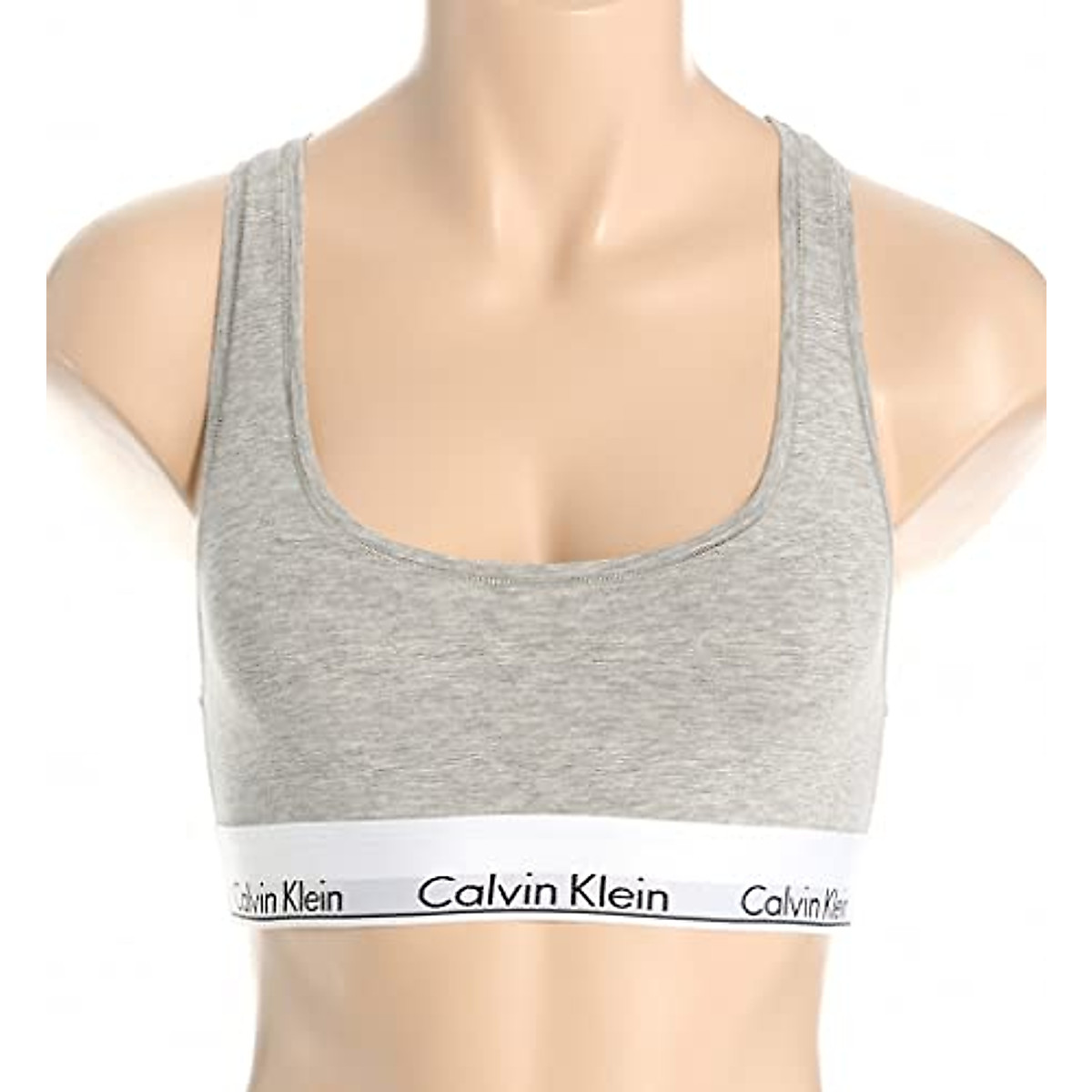 Calvin Klein Women's Modern Cotton Unlined Wireless Bralette, Grey Heather, Small