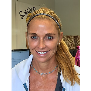 Sweaty Bands Womens and Girl Headband - Non-Slip Velvet-Lined Glitter Hairband - Viva Diva Gunmetal 3/8-Inch