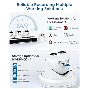 4MP PoE IP Turret Camera Outdoor with Mic, Smart Perimeter Protection, Human/Vehicle Detection, 4MP@30fps, 98ft EXIR Night Vision, 120dB WDR, IP67, Full Metal, 2.8mm Lens, Hik-Connect/iVMS-4200