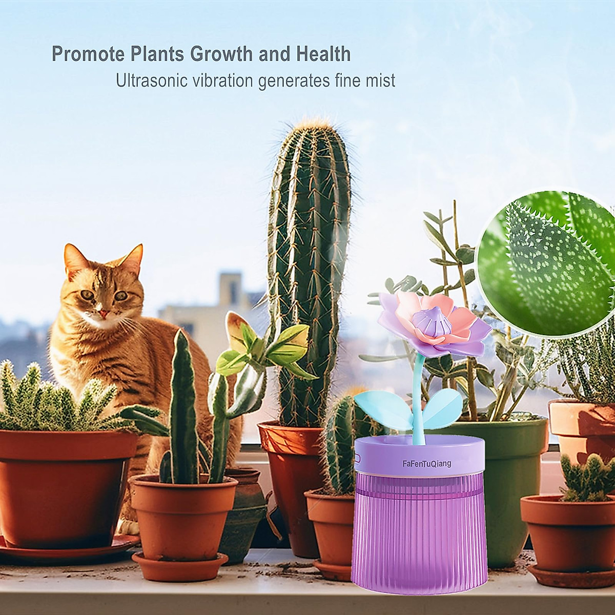 Desk Mini Humidifier,Personal Small Humidifier Diffuser 260ml Portable,Cute,Flower,Quiet,Cool Mist, Auto Off,Colorful Light,Top Fill Air Humidifier for Plants Bedroom Baby Room Office Travel Home