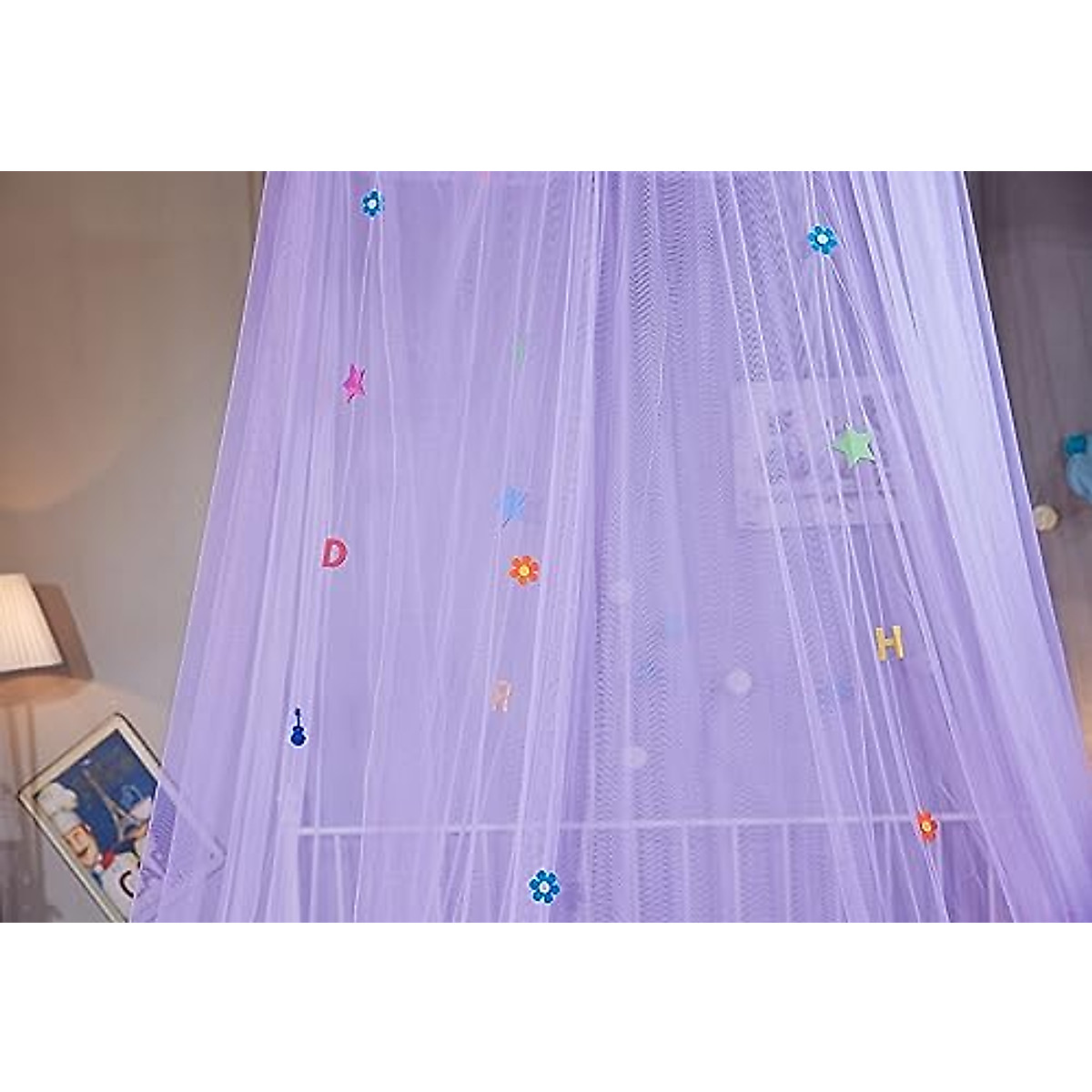 RIRC Canopy Bed for Girls Dome Mosquito Net for Bed Pink Bed Tent Twin Bed Canopy Curtains Mosquito Netting Game Reading Princess Canopy for Girls Bed (Purple)