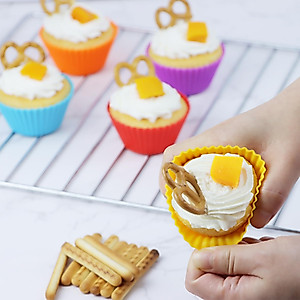 SAWNZC Silicone Cupcake Liners 24Pcs, Reusable Muffin Baking Cups Non-Stick Cake Molds Sets, Standard Size, BPA Free, Dishwasher Safe