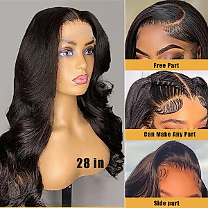 SENSAIRUITE Body Wave Lace Front Wigs Human Hair Wide Lace 180 Density Human Hair Wigs 13x4 Human Hair Lace Front Wigs Pre Plucked With Baby Hair 20 Inches Natural Color