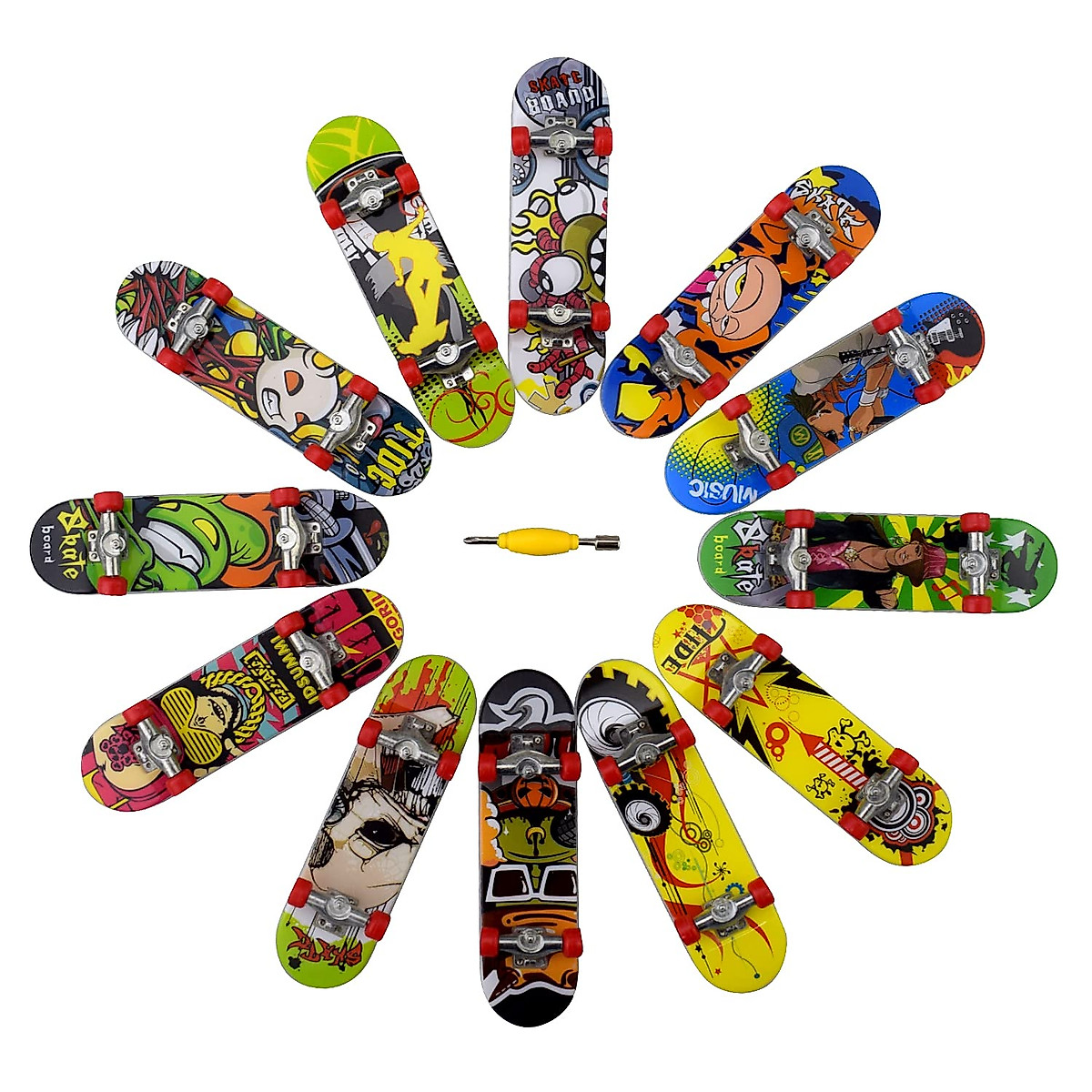 MOONZON 12PCS Finger Toy Skateboards,Finger Scooter,Creative Fingertip Alloy Finger Sports Toys, Intellectual Toys, Novelty Toys Gifts