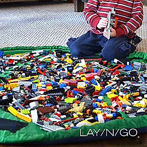 Lay-n-Go 2-in-1 Extra Large Portable Drawstring Toys Storage Organizer and Play Mat for Room and Travel, Made for Kids and Toddlers with a Durable Patented Design, 60 inch, Blue