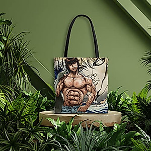 Baki Aesthetic Hanma Tote Bag for Women and Men Beach Bag Shopping Bags School Shoulder Bag Reusable Grocery Bags