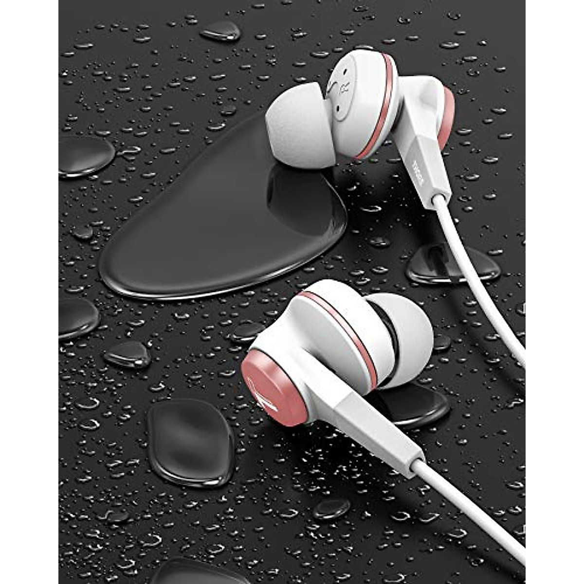Thore iPhone Earphones (Apple MFi Certified) V120 in Ear Wired Lightning Earbuds (Sweat/Water Resistant) Headphones with Mic/Volume Remote for iPhone 12/13/14 Pro Max - Rose Gold