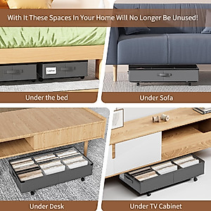 damynuo Under Bed Storage with Wheels - 2Pack Under Bed Storage Containers with Clear Lid and Handles, The Underbed Storage Bins Perfect for Under Bed Shoe Storage, Great Under Bed Drawers