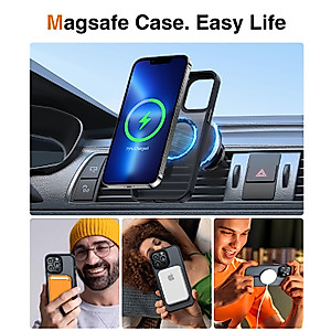 Meifigno Magic Mag Series Designed for iPhone 13 Pro Max Case, [Military Grade Protection & Compatible with MagSafe], Translucent Matte Back with Aluminum Alloy Keys, for iPhone 13 Pro Max 6.7", Black