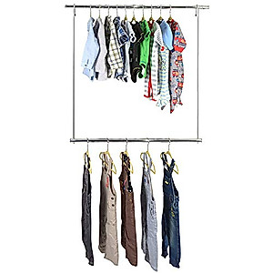 Smart Design Closet Doubler w/Hook Arms - Steel Metal - Suits, Pants, Clothing Storage - Home Organization (30 x 34 Inch) [Chrome]