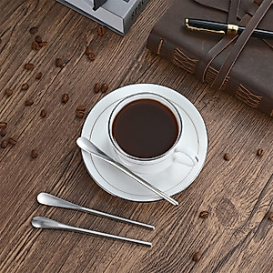 5Inch/12.8cm Coffee Stirrers Spoon,Silver Stainless Steel 304# Coffee Stir Sticks,Round Solid Handle Cocktail Beverage Iced Tea Stirring Stick,Drink Mixing Spoon,Set of 4