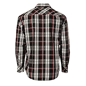 Gioberti Men's Western Plaid Shirt with Pearl Snap-on, Black/Red, Small