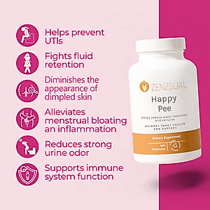 ZENZSUAL Happy Pee – Urinary Tract Support with Organic Cranberry and D-Mannose - Comprehensive UTI Pain Relief Support for Women - 120 Capsules