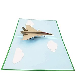 POP CARD EXPRESS Fighter Jet Birthday Card - Retirement Card, Birthday Card, Retirement Greeting Card, Thank You Card, Military Enthusiast (Fighter Jet Pop Up Card)