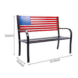 BACKYARD EXPRESSIONS PATIO · HOME · GARDEN Backyard Expressions 906727-NW Outdoor Patio Metal Welcome Bench-American Flag-55 Inch-Red/White/Blue