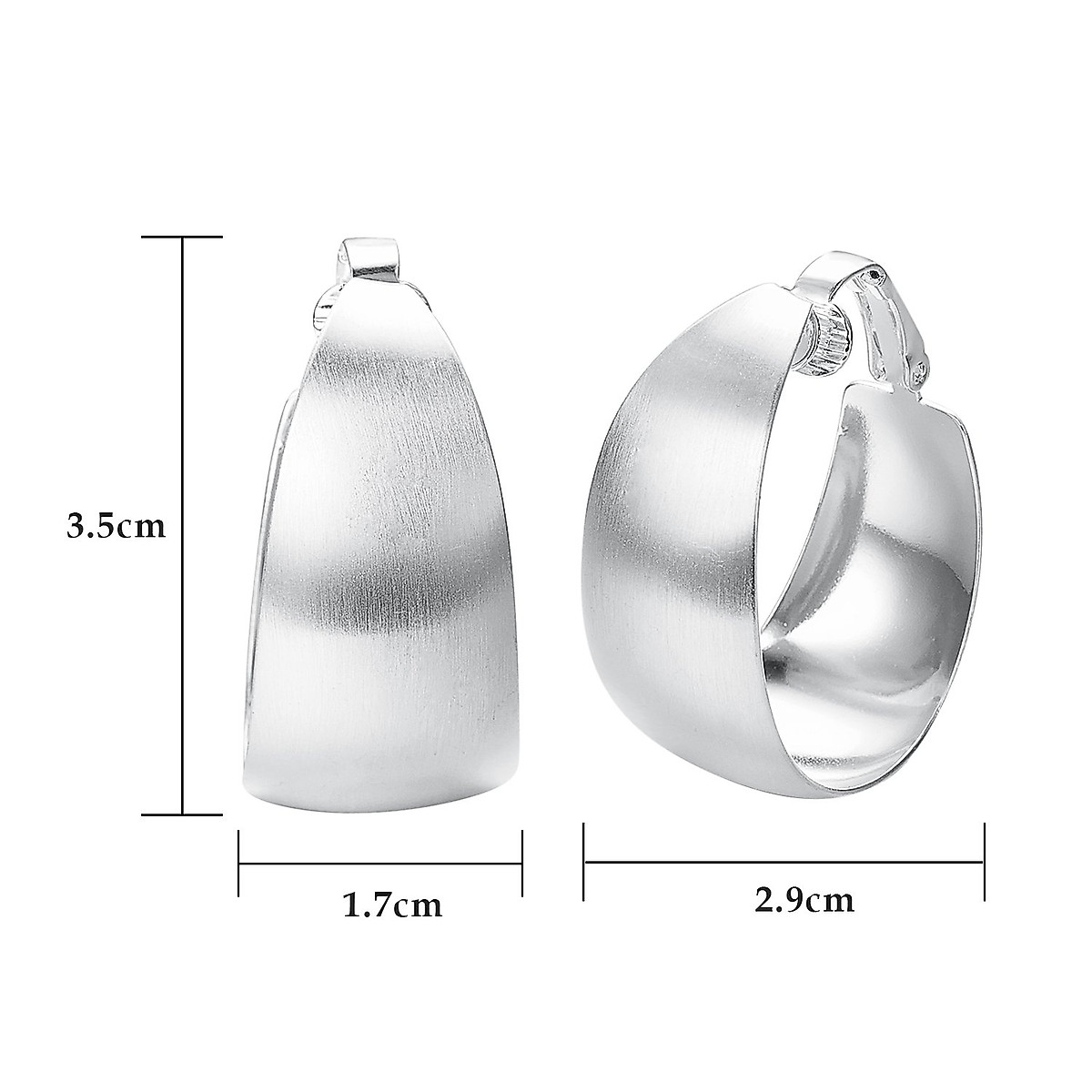 Yoursfs Silver Clip Thick Hoop Earrings For Women Clip On Platinum Plated Non Pierced Ears 35mm Large Earring