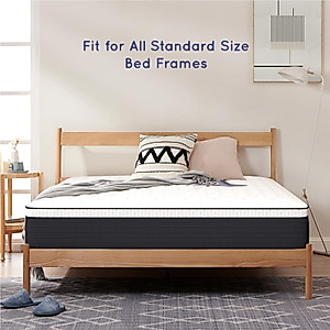 Z-hom Full Mattress, 10 Inch Upgrade Cooling Memory Foam Mattress in a Box, Pocket Spring Hybrid Mattress in a Box for Strong Edge Support & Pressure Relief, Non-Fiberglass Mattressess