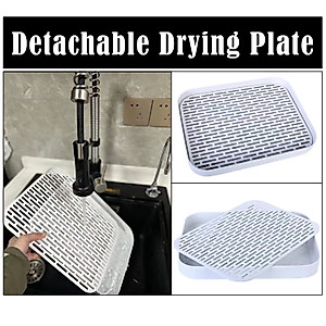 Zosenley 2-Tier Cups Mugs Drying Rack with Drain Tray , Kitchen Storage Organizer Shelf for Drinking Glass Bottle Bowls