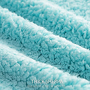 RECYCO Faux Fur Sherpa Throw Blanket Blue, Super Soft Fuzzy Fluffy Blankets Plush Warm Cozy Throw Reversible Comfy Thick Shaggy Sherpa Blanket for Couch Sofa Bed 50x60 Inches