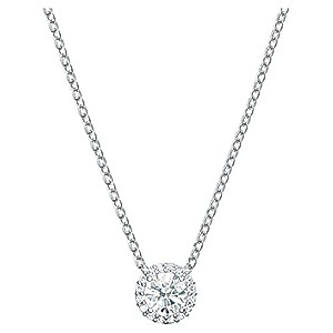 Swarovski Una Angelic Pendant with Circular Clear Crystal and Clear Crystal Pavé on a Rhodium Plated Chain