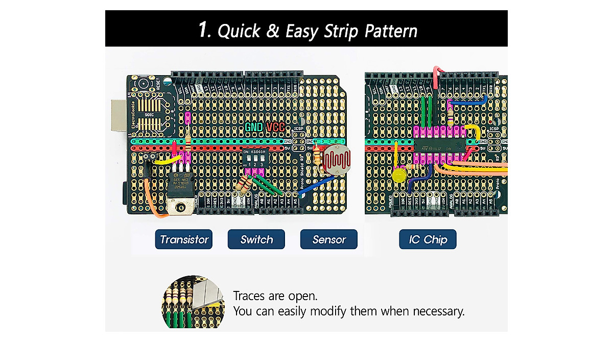 ElectroCookie Proto Shield Kit Compatible with Arduino Uno, Stackable ...