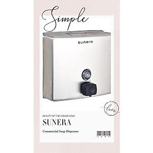 SUNERA Commercial Liquid Soap Dispenser Wall Mount Hand Soap Dispenser 1000ml liquid soap lotion Dispesner for Bathroom Kitchen Refillable 304 Stainless Steel Brush