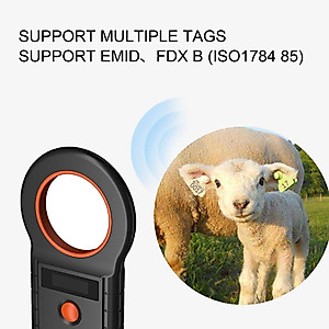 Pet Microchip Scanner, RFID Portable Animal Chip ID Scanner with OLED Display, 800mAh Rechargeable Pet Microchip Reader Support EMID/FDX B / 128 Records for Dog Pig Animal
