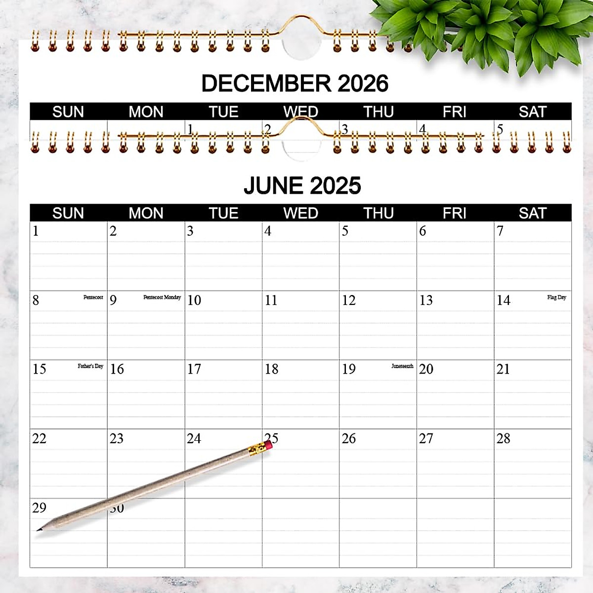 Calendar 2025-2026 - Wall Calendar 2025-26 Runs from June 2025 to December 2026, 19 Months Calendar with Thick Paper for Planning at Home or Office, 8.5 x 11 Inch, Black