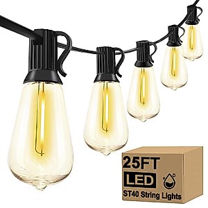 G40 Outdoor String Lights 50FT LED Backyard Lights, Globe Shatterproof String Light, Commercial Hanging Lights for Garden Terrace Decoration Wedding Cafe pergola, Brown Wire