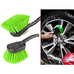 Harper 37518600 6-Piece Car Wash Brush Set with Telescoping Flow-Through Handle, (3) Brush Heads, (1) Soft Hand Brush and (1) Stiff Hand Brush