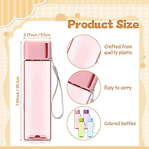 Mifoci 20 Pieces Water Bottle Bulk 17 oz Plastic Water Bottles Bulk Gym Sports Adults Reusable Large Drinking Cups for Outdoor Fitness(Colorful,Rectangle)