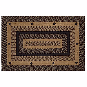 IHF Home Décor |Star Black Premium Braided, Collection | Primitive, Rustic, Farmhouse Style | Jute/Cotton | 30Days Risk Free | Accent Rug/Door Mat/Floor Carpet (36"x60" Rect, Star Black)