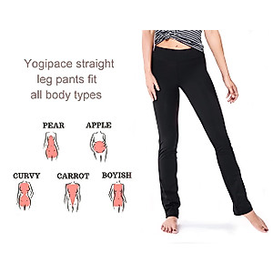 Yogipace,2 Back Pockets,Petite Women's Straight Leg Yoga Pants Workout Pants Slim Fit,27",Black,Size XXL