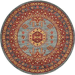 Unique Loom Sahand Collection Area Rug - Shapur (8' Round, Light Blue/ Light Brown)