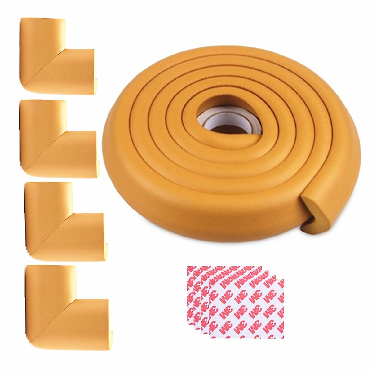 HiCat Safe Edge and Corner Guards Cushion Protector Furniture Safety Bumpers Baby Proof Table Protection 6.56ft Edge and 4 Corners, Thick Anti-Collision Soft Bumper (Wooden)