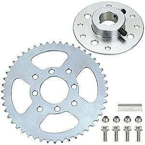 GREHUA Rear Sprocket Drum Brake Hub Adapter 1" Bore 1/4" Keyway with 40 41 420 Chain 48T Drive Sprocket Kit for Predator 212cc 196cc 6.5hp Dune Buggy Drift Trike Heavy Duty Go Kart Cart Parts Racing
