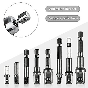 8 Pcs Drill Bit Adapter Impact Grade Socket Adapter Set Hex Shank Drill Nut Driver Bit Set Sizes 1/4", 3/8", 1/2-Inch for Screwdriver, Cordless Drill, Power Drill