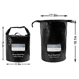 NUUK 20 LBs Fuel Pellet Storage Bag, Wood Pellet Container, Smoker Pellet Dispenser, Smoking Wood Chips Container, Wood Pellet Storage Bucket, Black