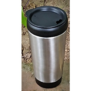 Stainless Steel Travel Mug with Push Down Lid, 14 oz Sold by whatsnext