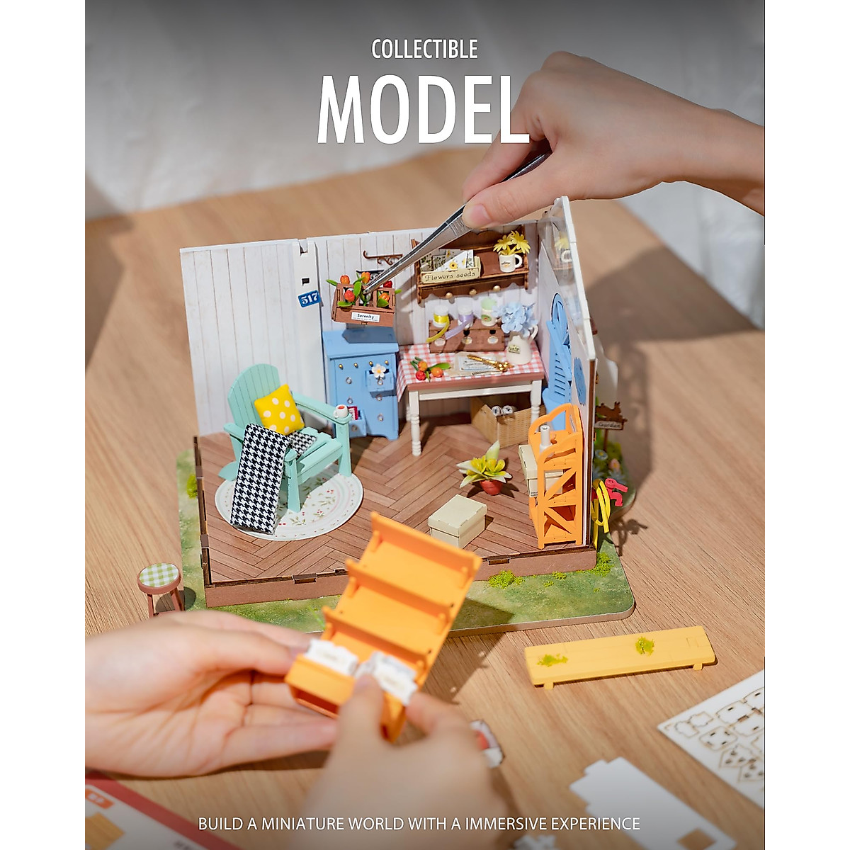 Rolife DIY Miniature Dollhouse Kit, Build 9.6" Greenhouse Diorama Kit Building Set with LED Room Hobby Craft for Aduls Uniue Gifts for Teens (Dreamy Garden)