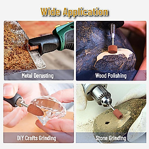 Sanding Bits for Rotary Tool, 42Pcs Different Shape Grinding Stone Sanding Drill Bits with 1/8 inch Shank, Aluminium Oxide for Metal Rust Removal, Deburring, Smoothing, Sharpening