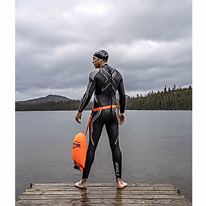 New Wave Swim Buoy Swim Safety Float and Drybag for Open Water Swimmers, Triathletes, Kayakers and Snorkelers, Highly Visible Buoy Float for Safe Swim Training (Orange PVC Medium-15L)