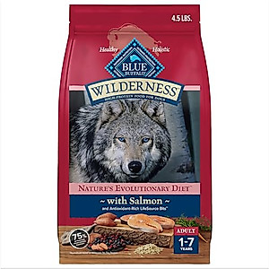 Blue Buffalo Wilderness Natural High-Protein Dry Food for Adult Dogs, Salmon Recipe, 4.5-lb. Bag