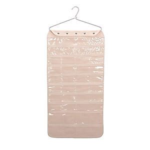 Household Essentials 80-Pocket Hanging Jewelry and Accessories Organizer, Natural Canvas