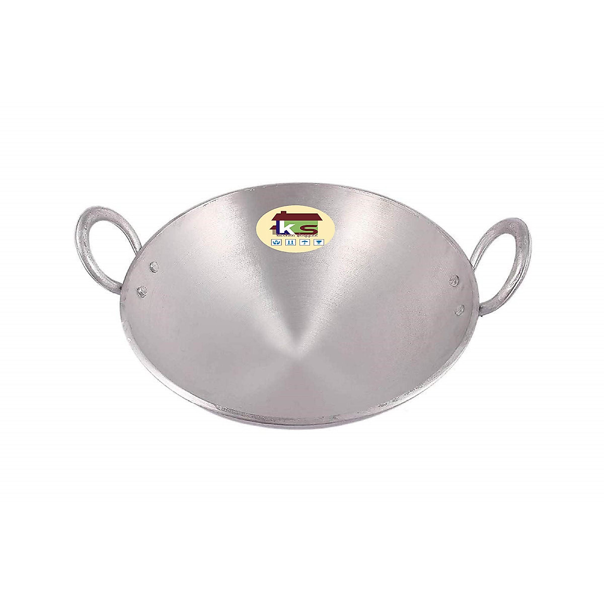 KITCHEN SHOPEE Aluminum Kadha Frying Pan deep Kadai for Cooking Fry Heavy Base with Handle Multipurpose Use (Silver, 33 cm, 13 Inch, Size 5 L)