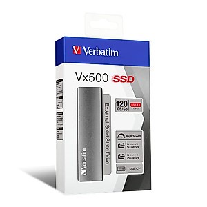 Verbatim 120GB Vx500 External SSD, USB 3.1 Gen 2 - Graphite (47441)