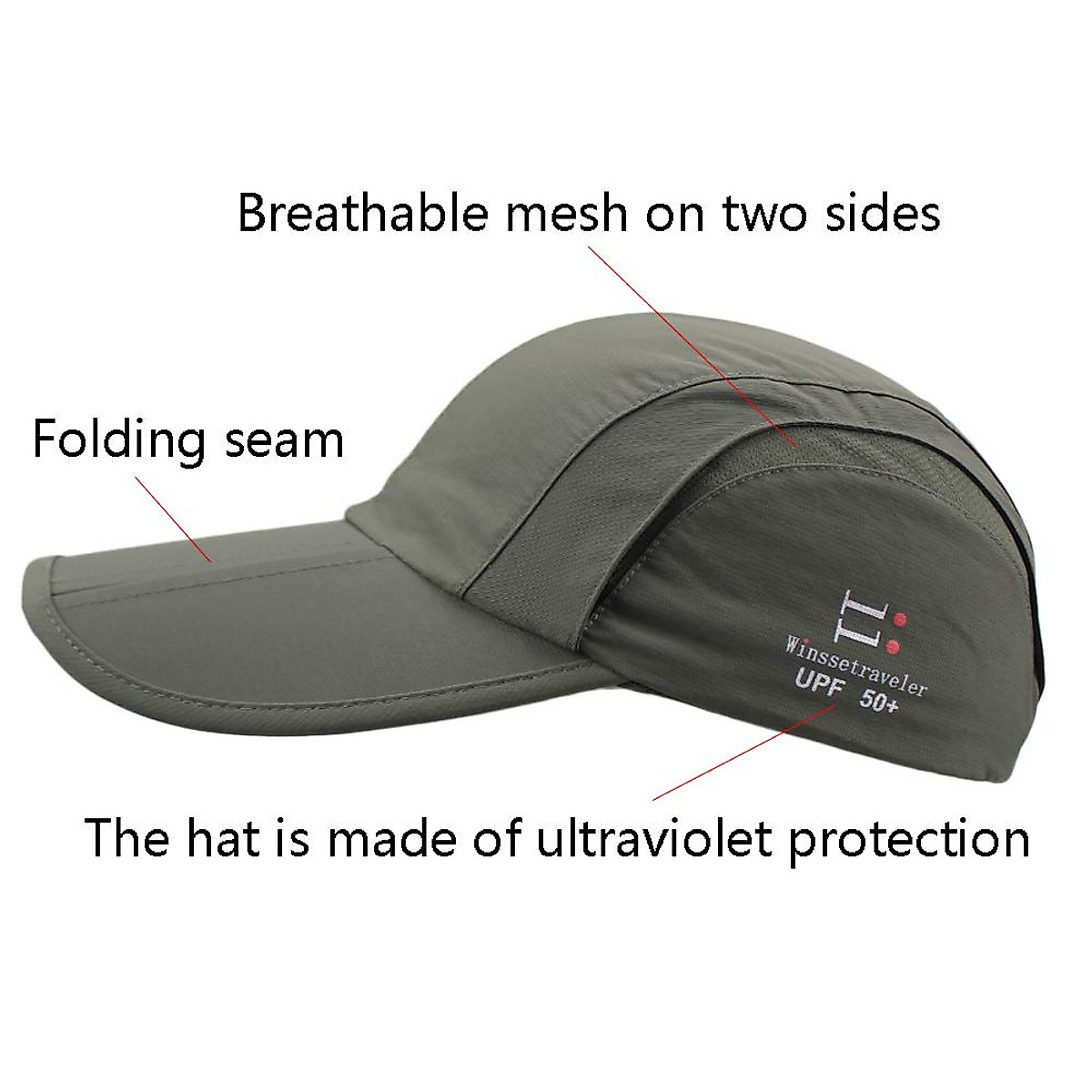 Foldable UPF 50+ Sun Protection Portable Hats Quick Dry Baseball Cap Adjustable Outdoor Sports Hat for Men, Women (Black)