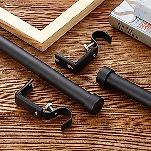 2 Pack Modern Curtain Rod, End Cap Style Design, Curtain Rods for Windows 28 to 48 Inch, Indoor and Outdoor, 28-48 Inch, Black