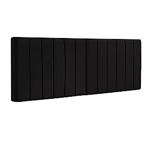 24KF Black Wall Mounted Vertical Channel Design King Headboard, Soft Comfortable Velvet Padded King/CA King Size Headboard-6036-K-Black