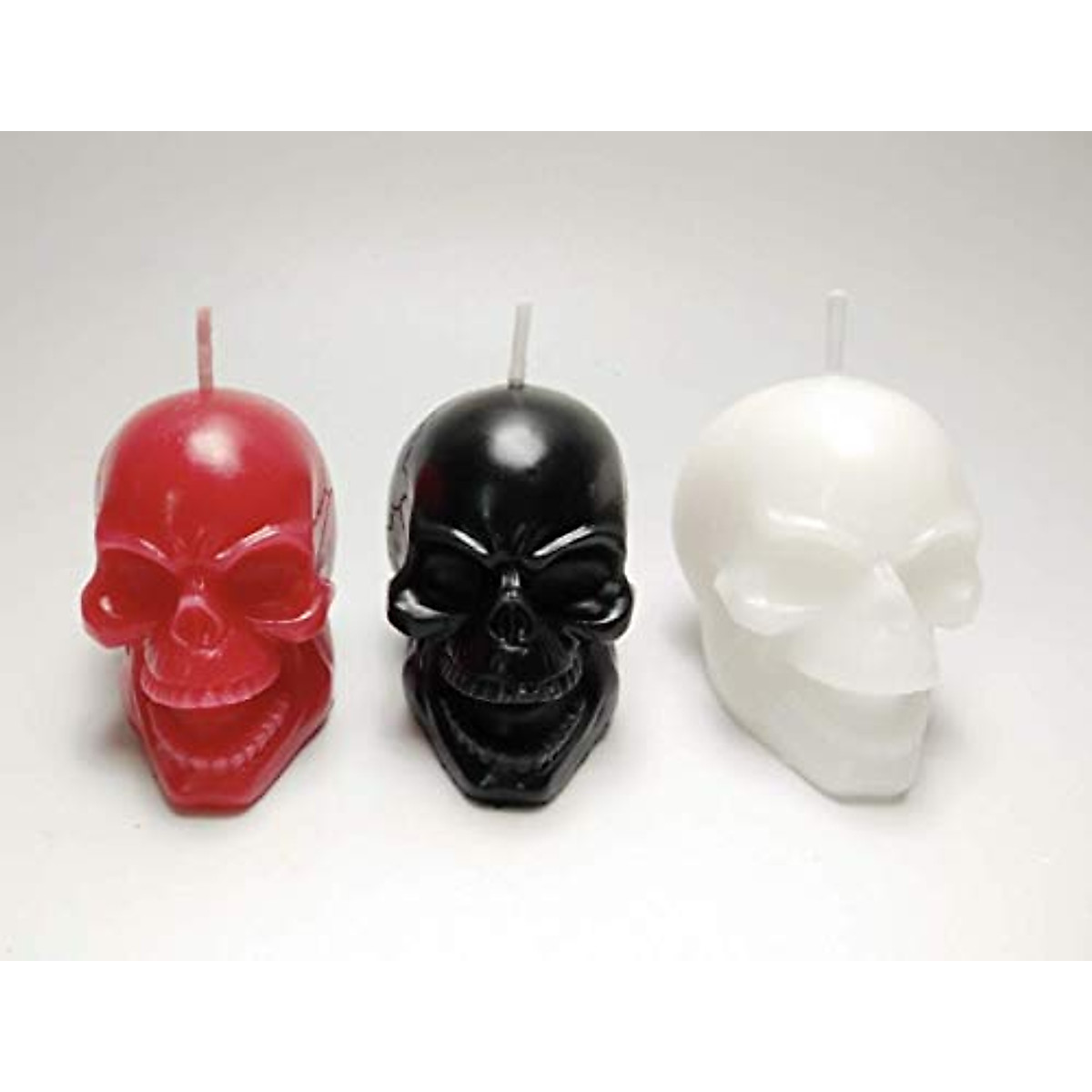 7-Star Skull Candle 3 Pack Horror and Novelty Decor, Home Decorative Themed Candles for Halloween, Birthday Candle Gifts, Scary Christmas Party Accessories, White - Red - Black